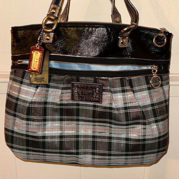 Coach | Bags | Coach Poppy Large Limited Edition Tartan Plaid Glam Tote ...